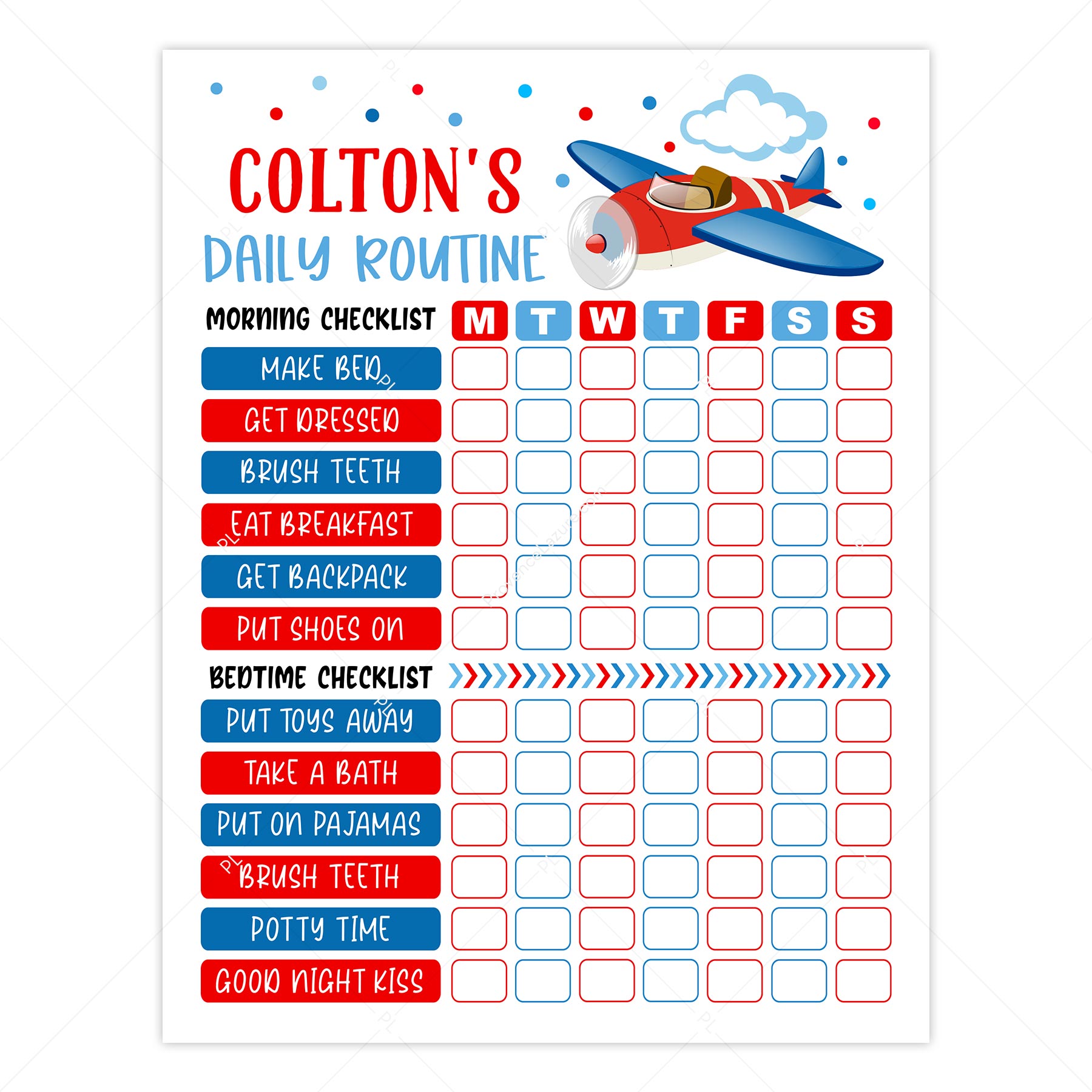 Airplane Daily Routine Checklist Printable Template - Provence Lazure ...